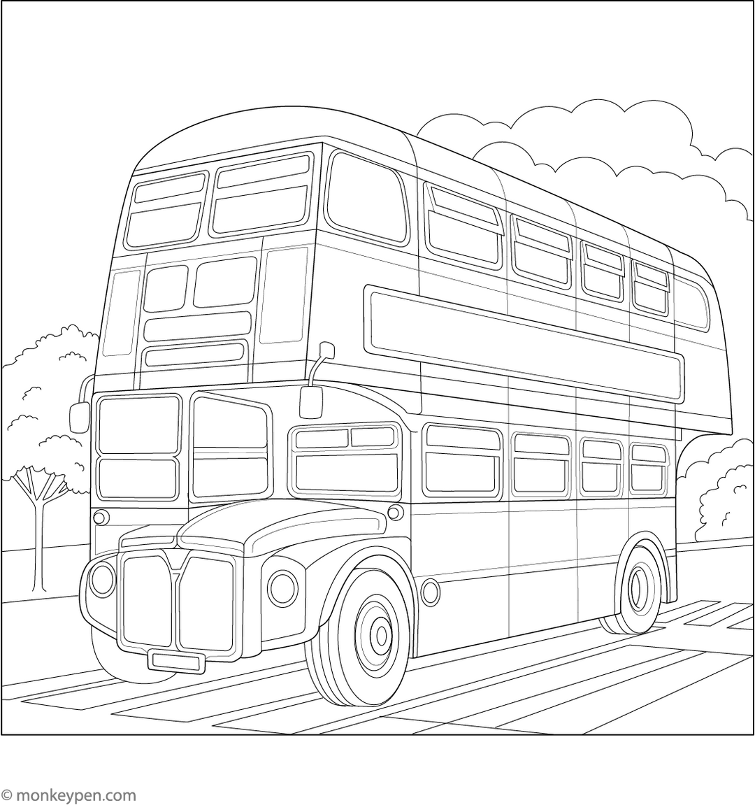 Double Decker Bus Coloring Page
