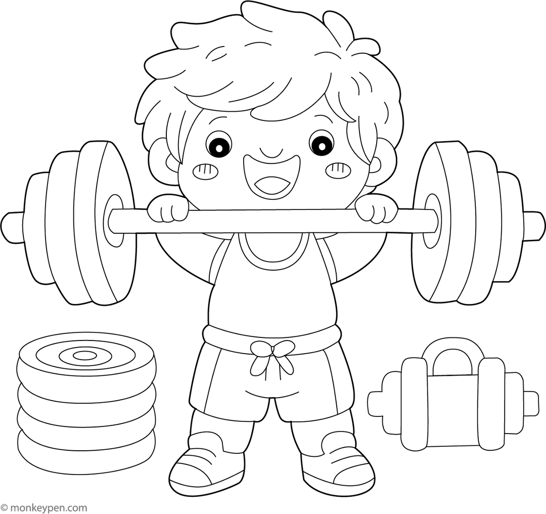 Printable Weight Lifting Coloring Page – Free PDF for Kids