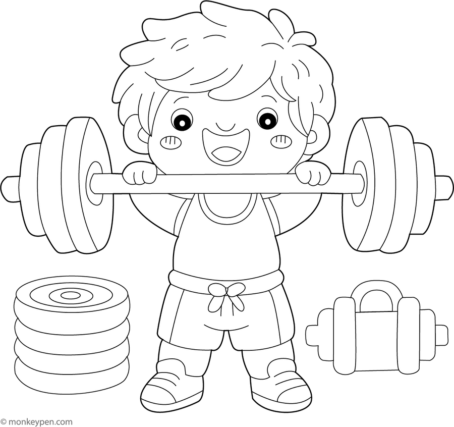 Printable Weight Lifting Coloring Page – Free PDF for Kids