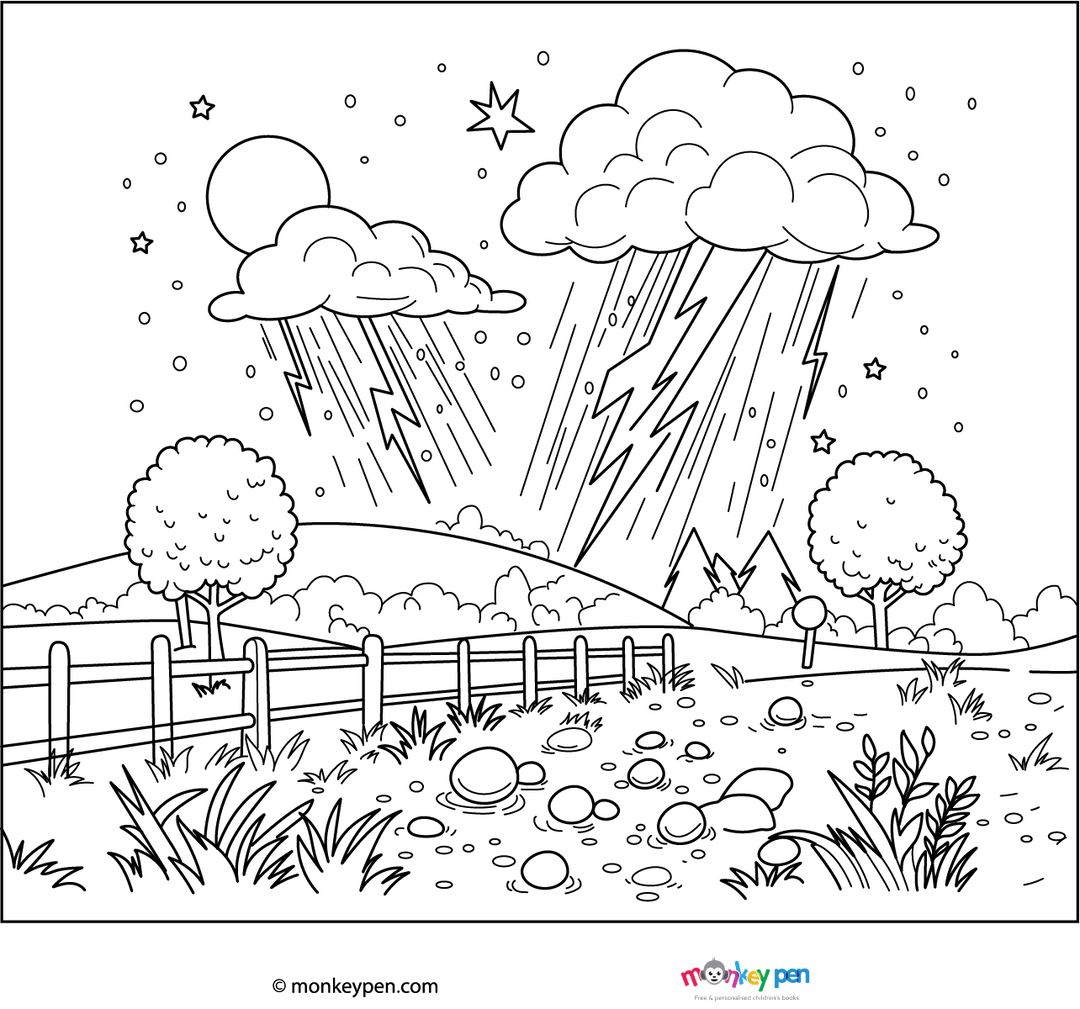 Thunderstorm Coloring Page - Printable Coloring Page PDF
