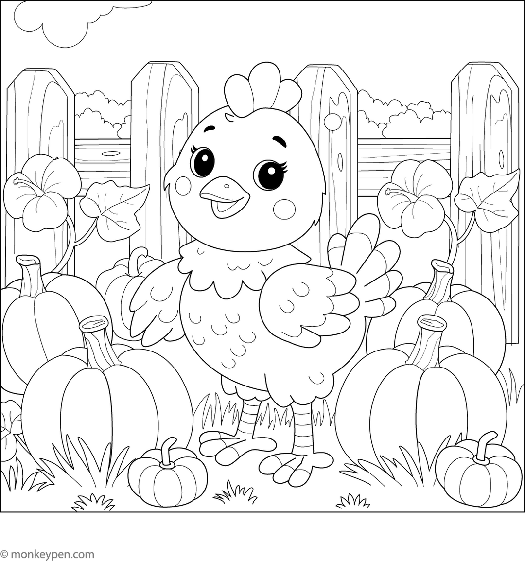 Chicken Coloring Book | Cute Farm Animal Coloring PDF
