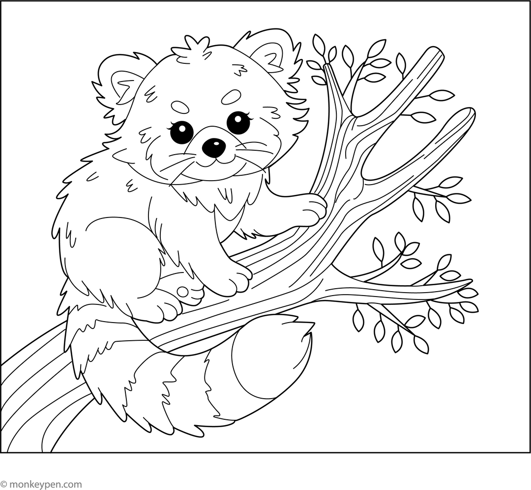 Free Printable Red Panda Coloring Page for Kids Fun