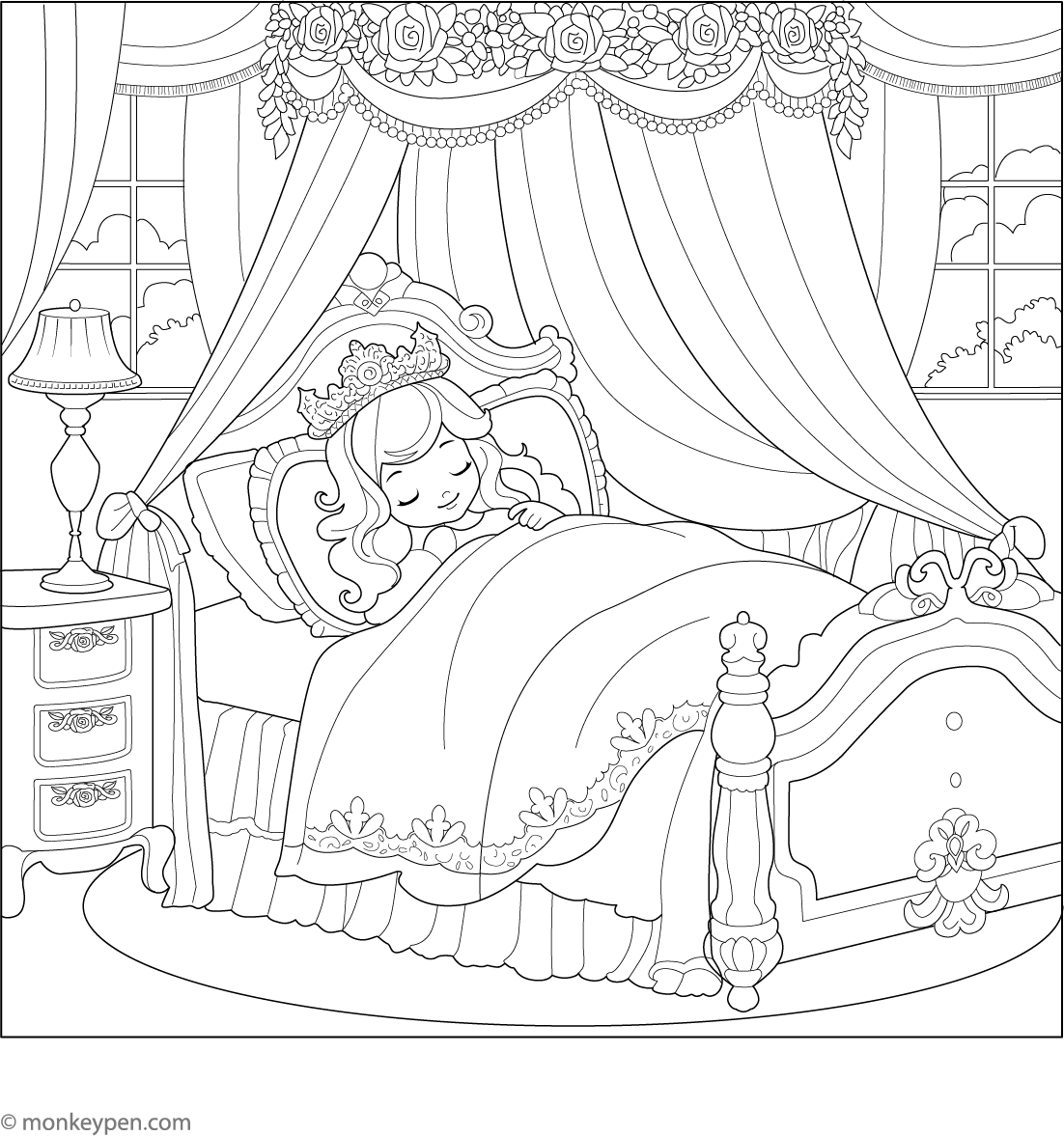 Sleeping Princess Coloring Page