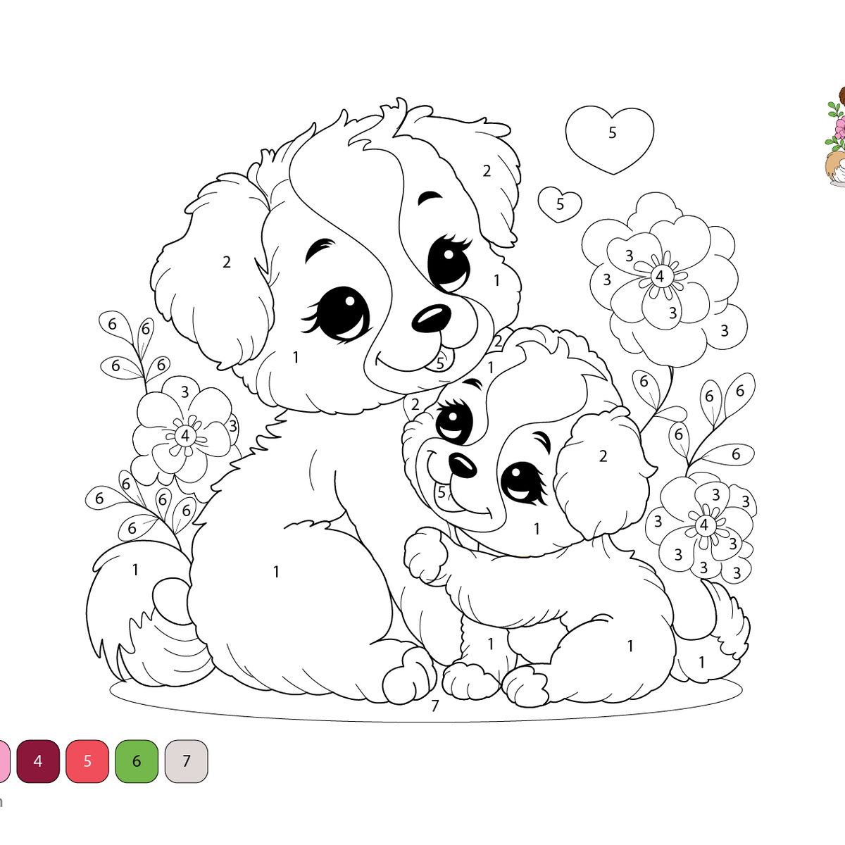 Cute Puppies Color by Number – Free Printable