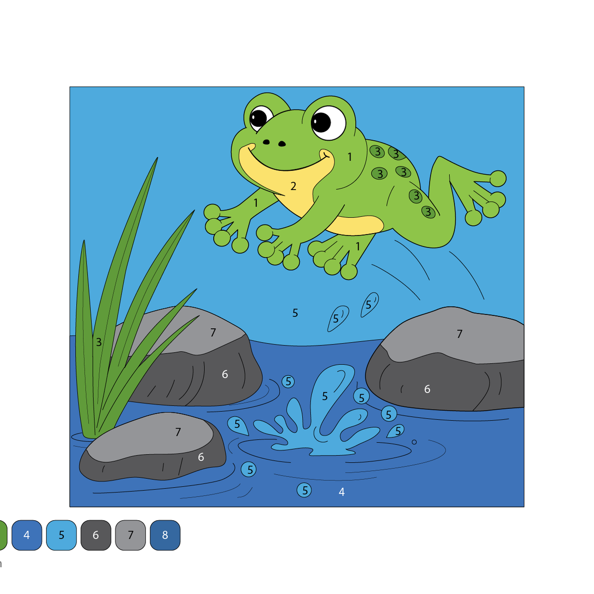 Jumping Frog Color by Number – Free Printable for Kids