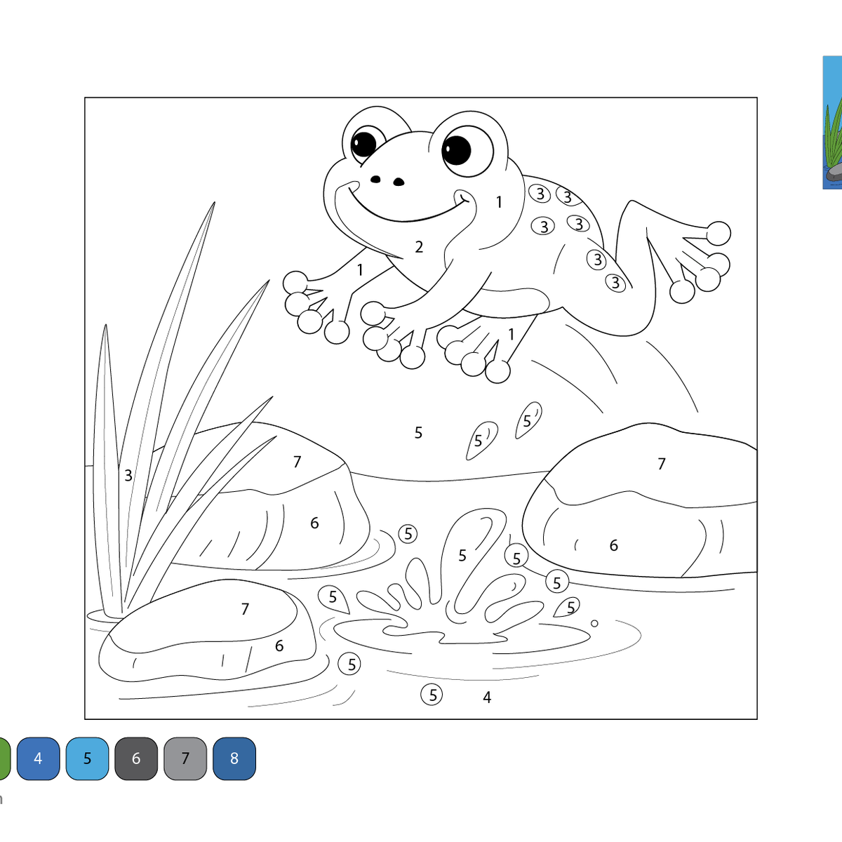 Jumping Frog Color by Number – Free Printable for Kids