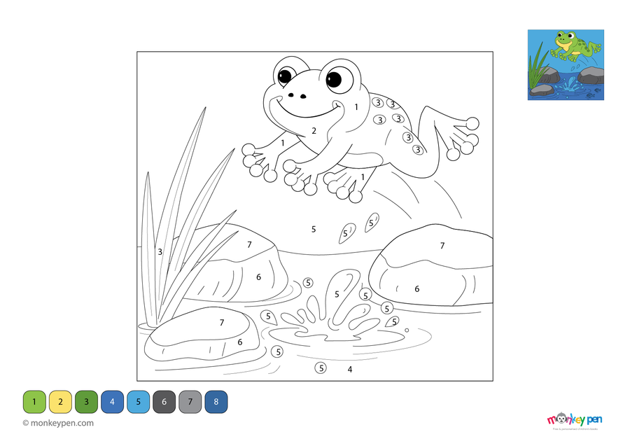Jumping Frog Color by Number – Free Printable for Kids
