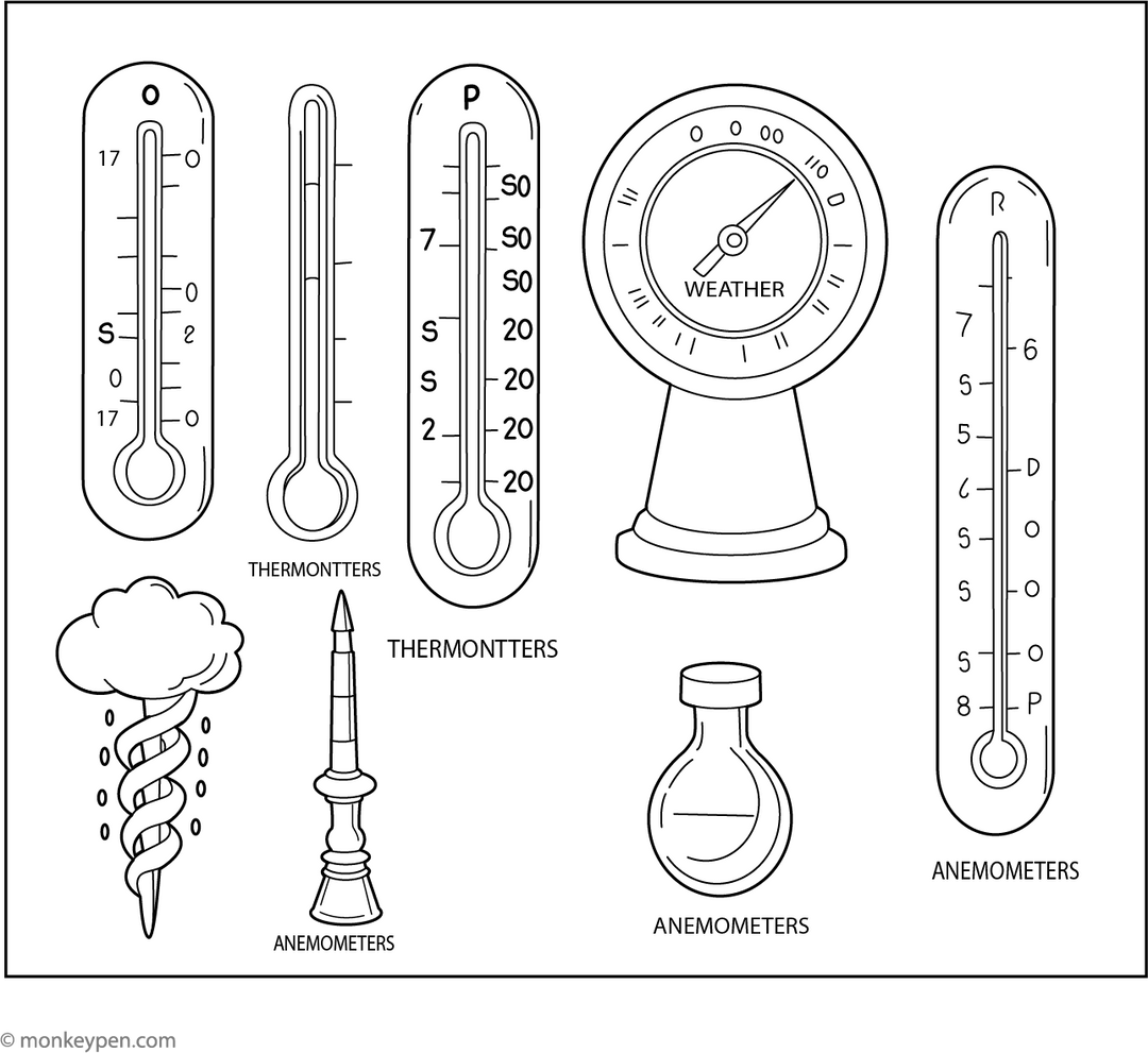 Weather Instruments Coloring Page