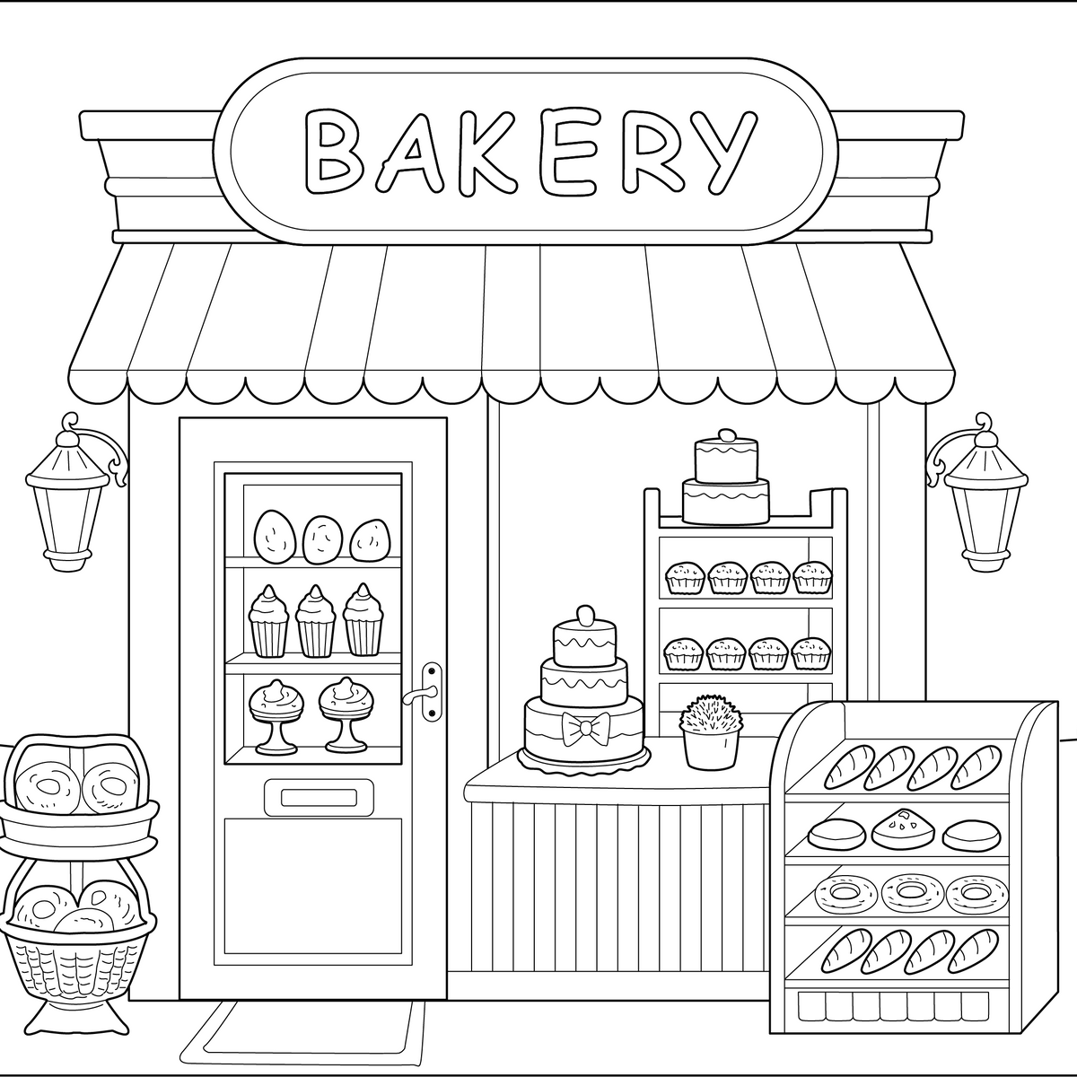 Free Printable Bakery Coloring Page