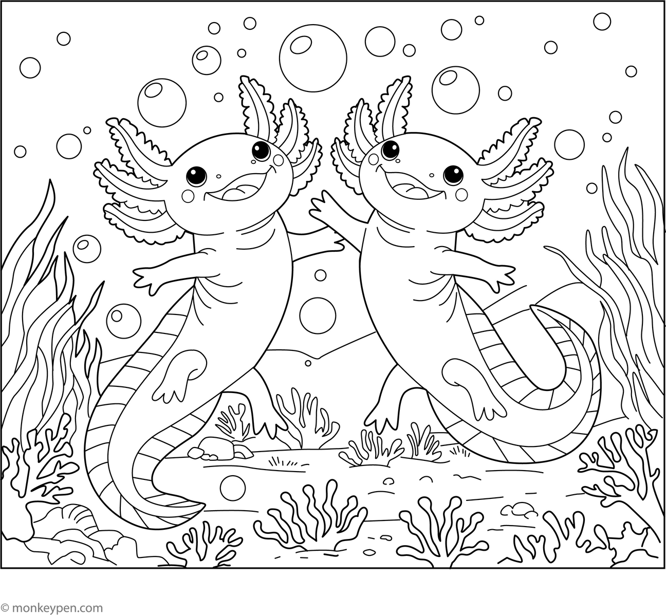Axolotls Coloring Book | Fun Free Printable for Kids