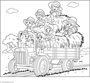 Hayride Coloring Page – Fun Farm Activity Printable for Kids