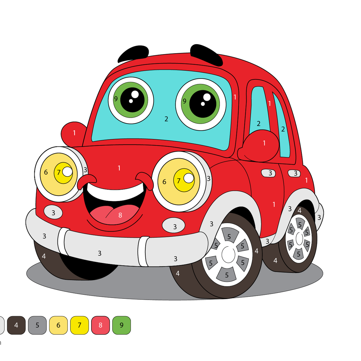 Smiling Car – Color by Number City Adventure