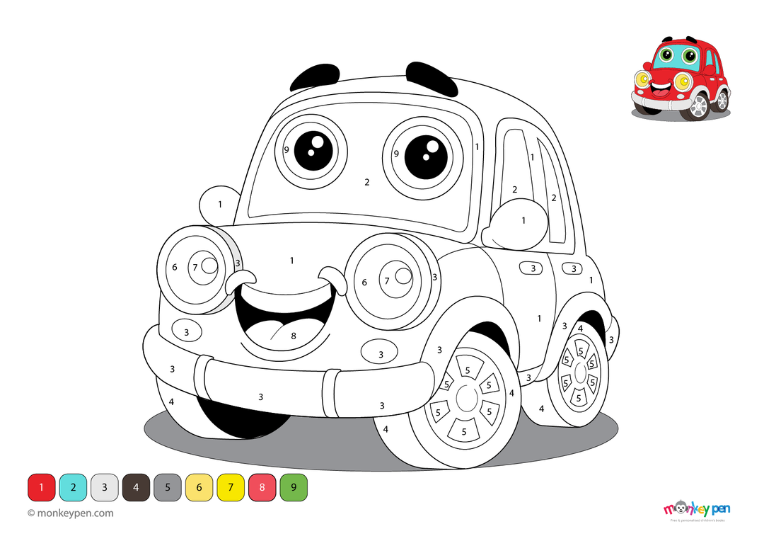 Smiling Car – Color by Number City Adventure