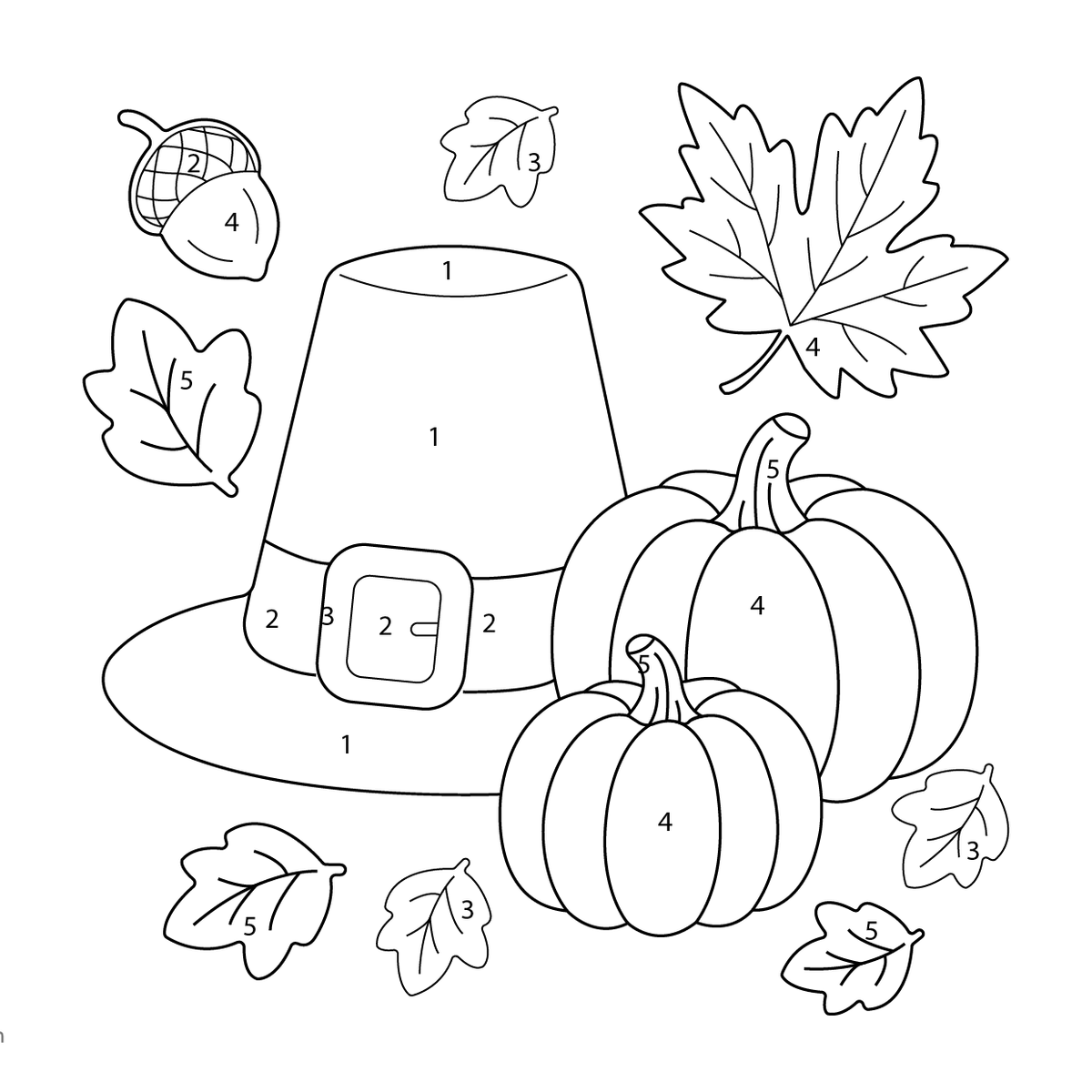 Pilgrim Hat Color by Number – Thanksgiving Activity Download