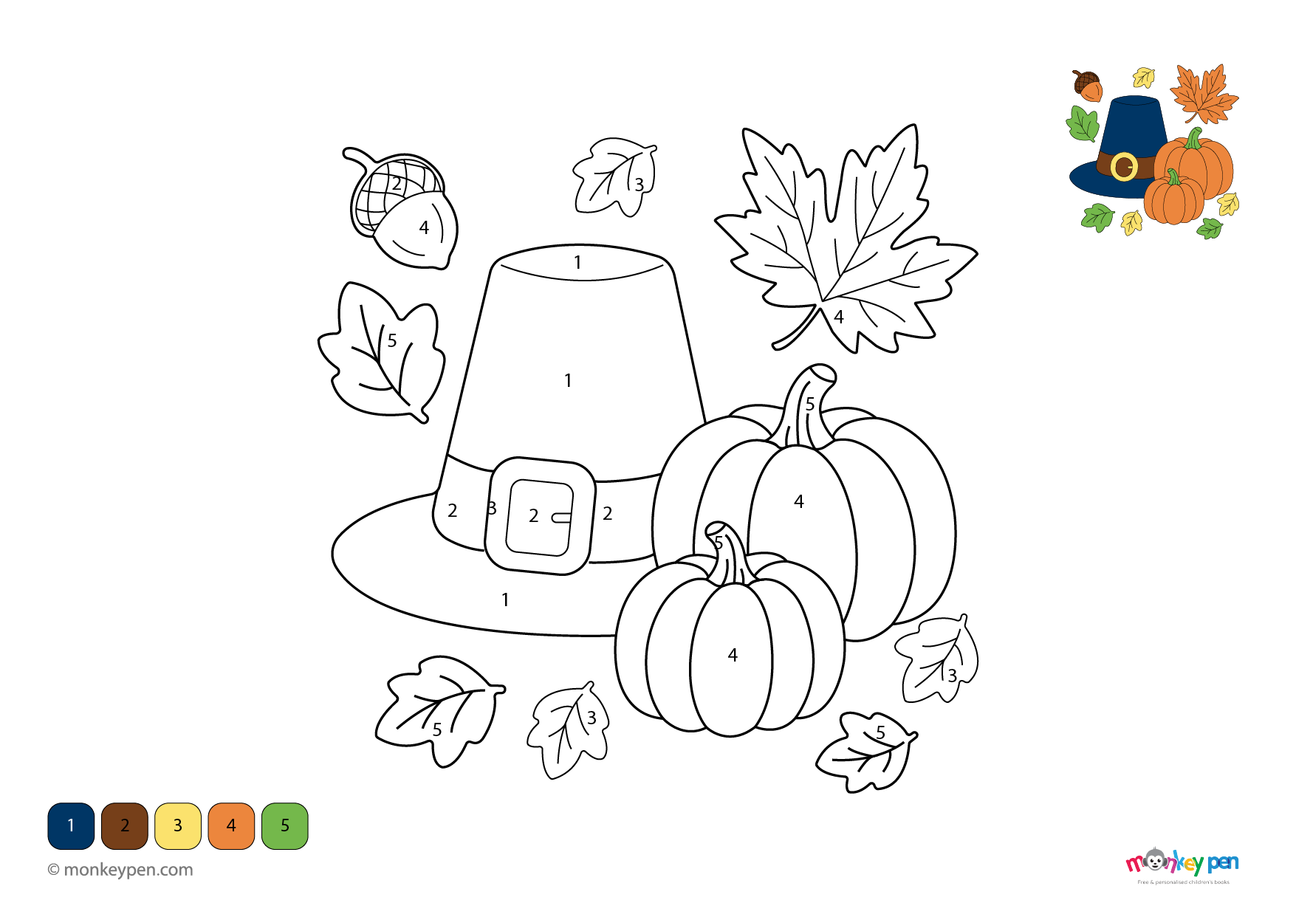 Pilgrim Hat Color by Number – Thanksgiving Activity Download