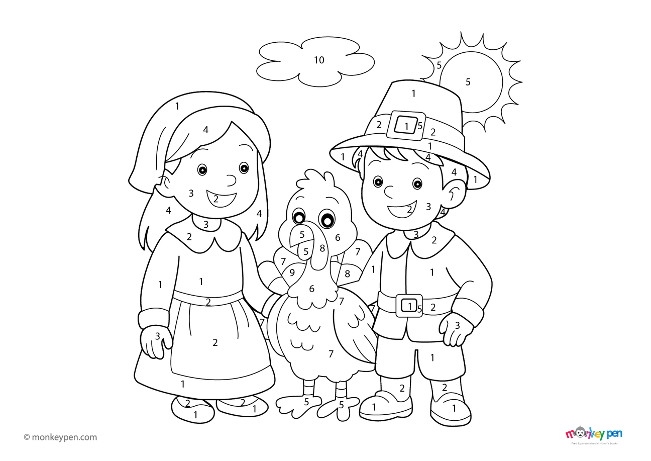 Pilgrim Children & Turkey – Color by Number Fall PDF
