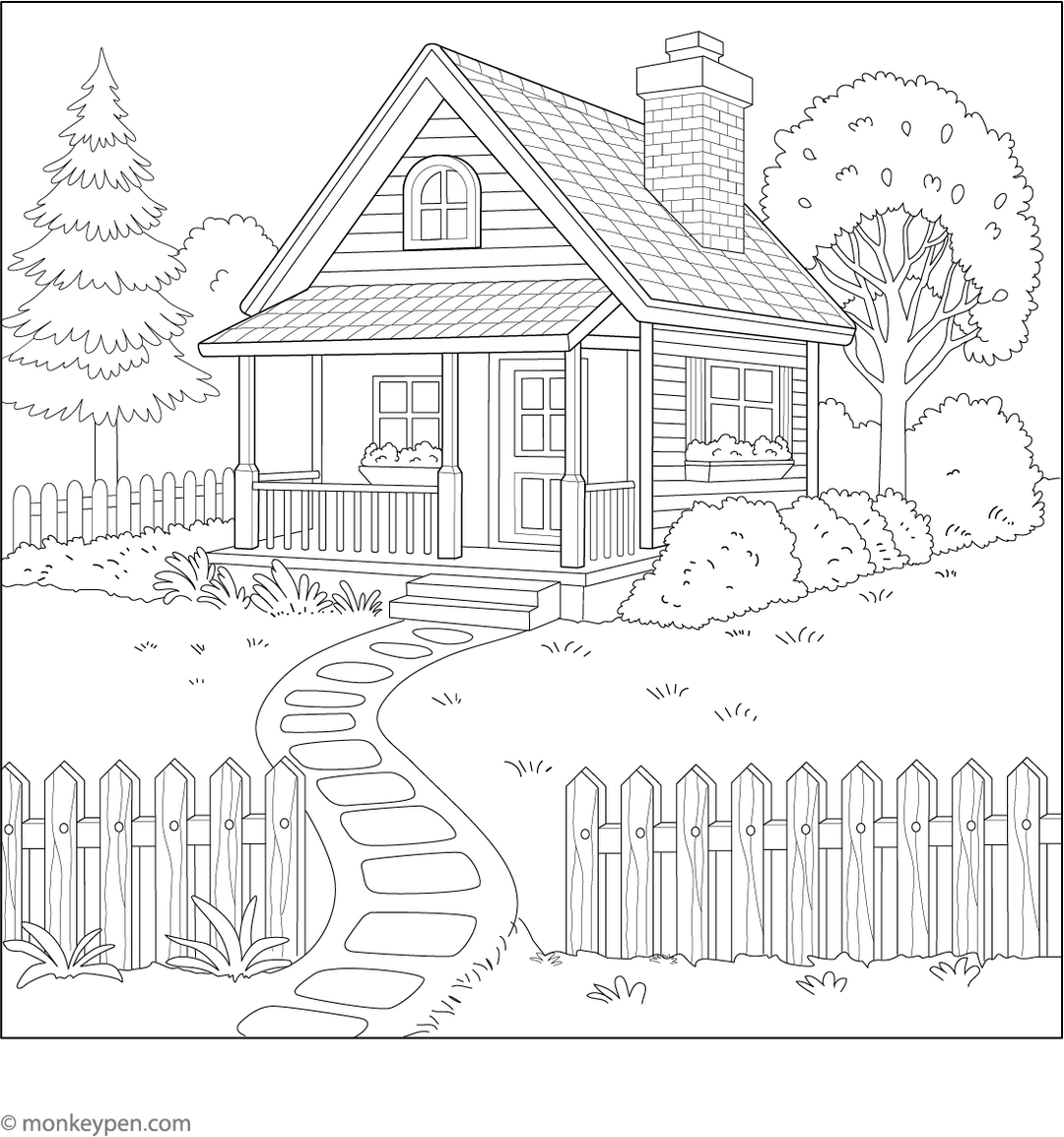 Printable Yard House Coloring Page
