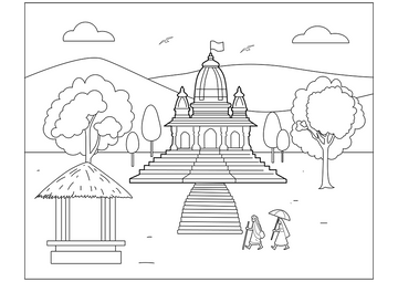 Hindu Temple Coloring Page – Fun and Educational Printable for Kids