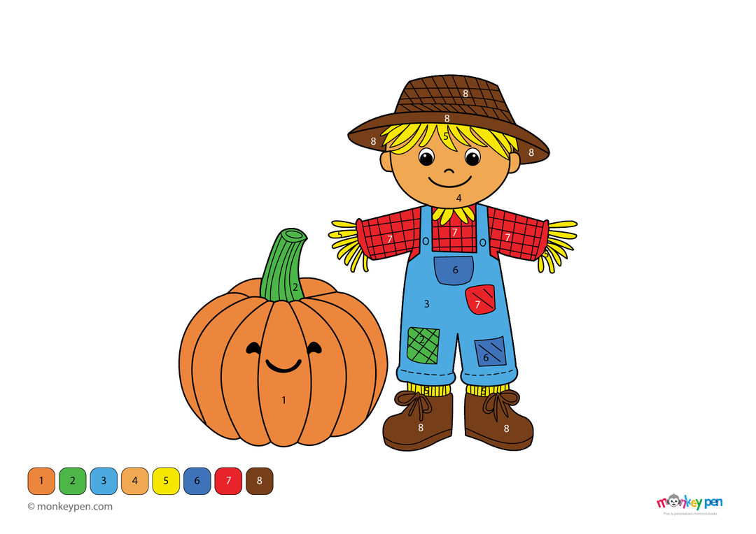 Pumpkin and Scarecrow Color by Number – Free Printable