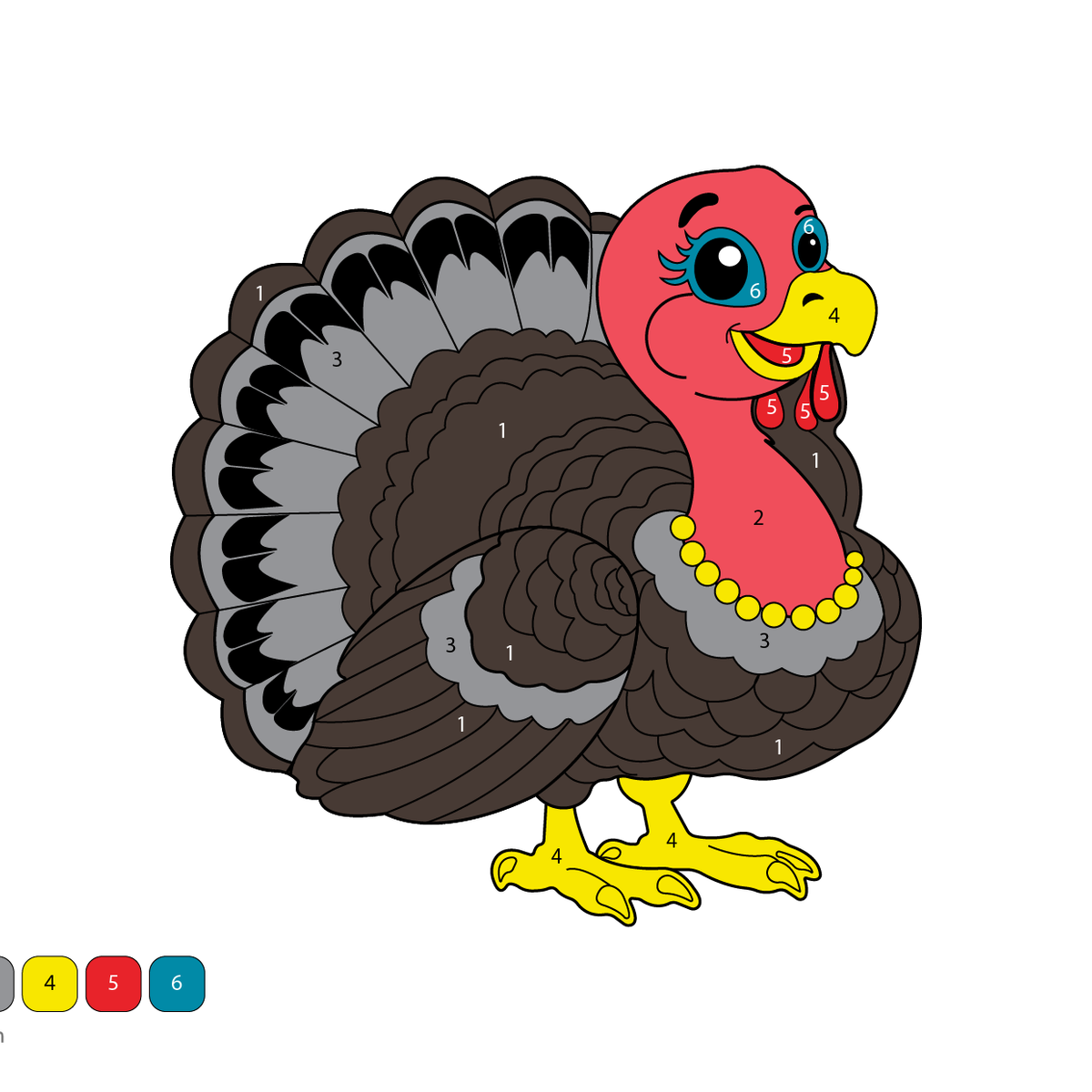 Turkey Color by Number – Thanksgiving Fun for Preschoolers