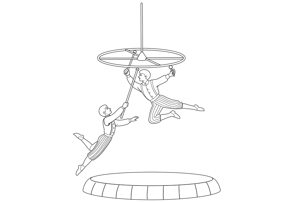 Circus Trapeze Artists Coloring Page