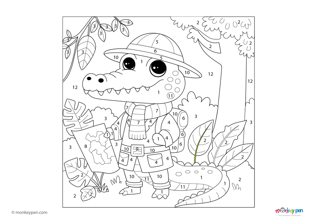 Crocodile Color by Number | Free Printable Jungle Fun