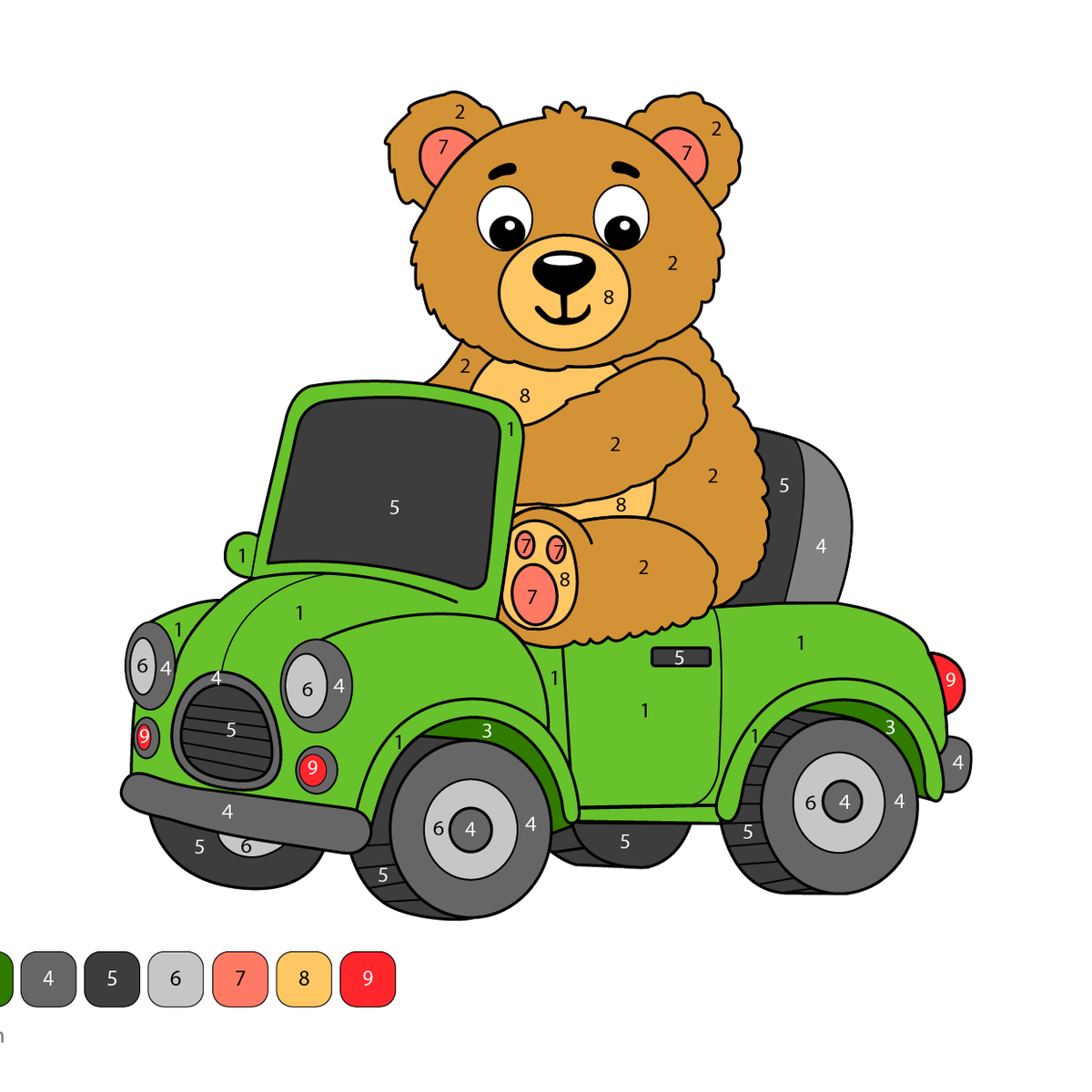 Giant Teddy Color by Number – Free Printable Download