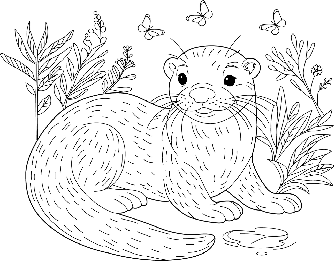 River Otter Coloring Page – Playful Aquatic Animal Printable for Kids