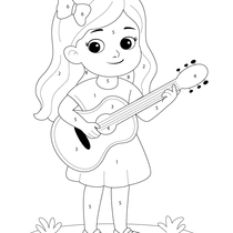Girl Playing Guitar Color by Number | Free Printable PDF