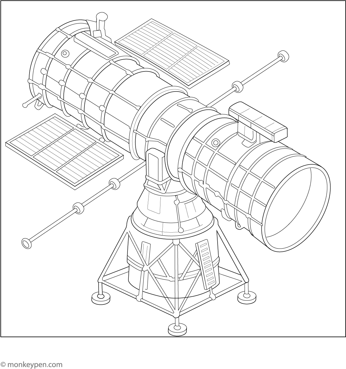 Hubble Telescope Coloring Page