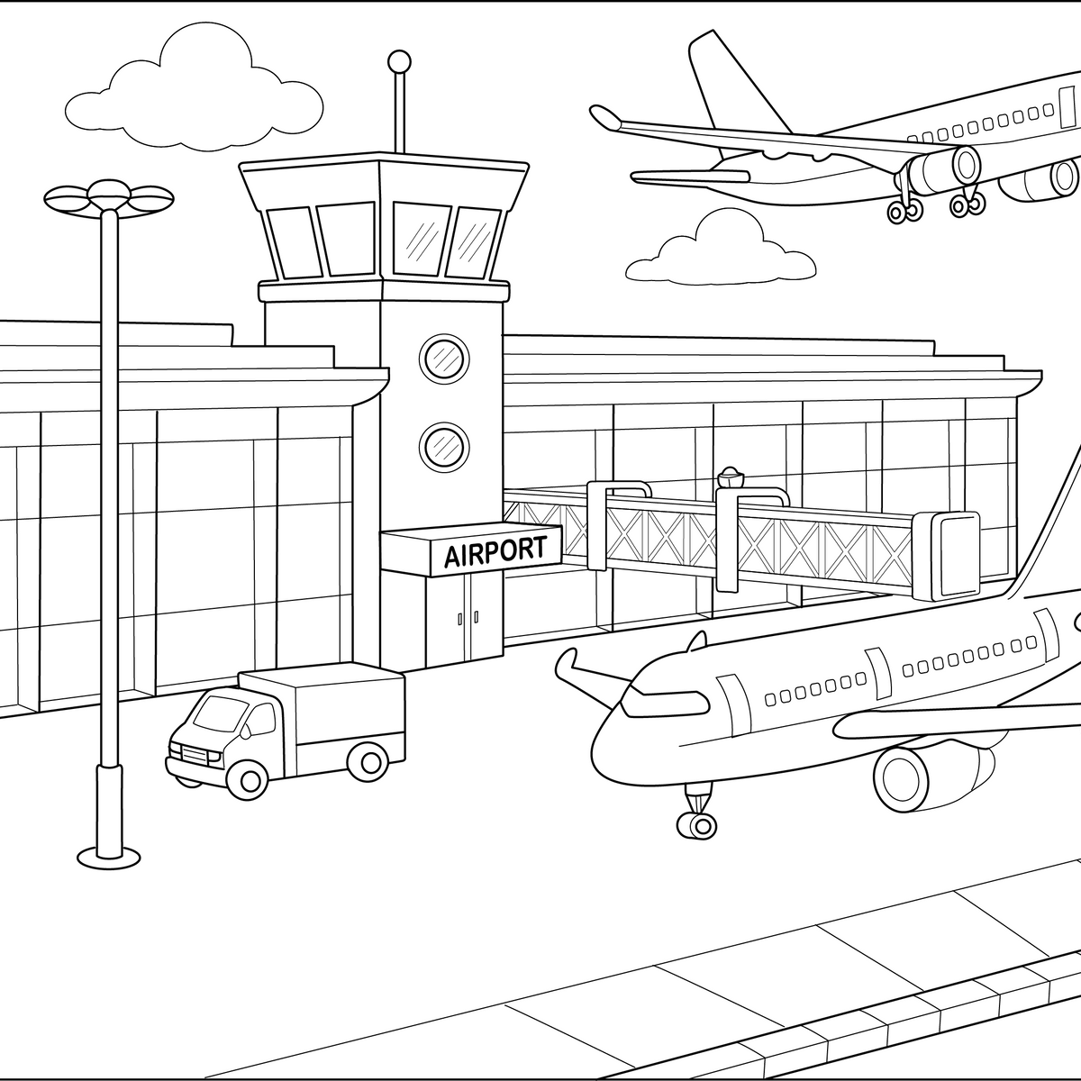 Printable Airport Coloring Page