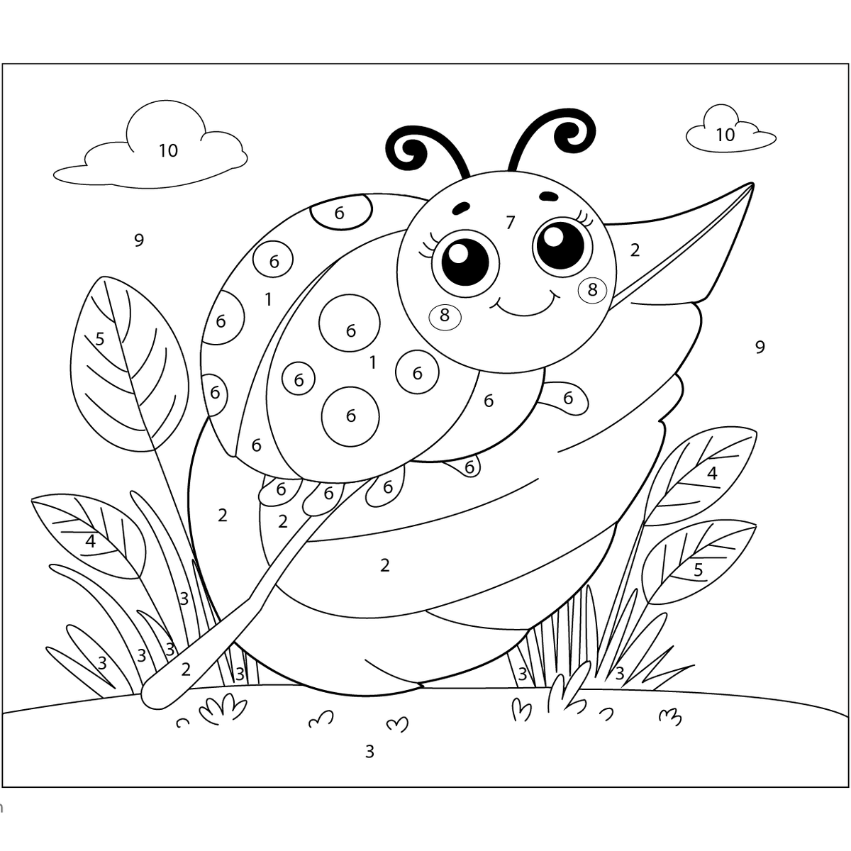 Smiling Ladybug – Color by Number Garden PDF