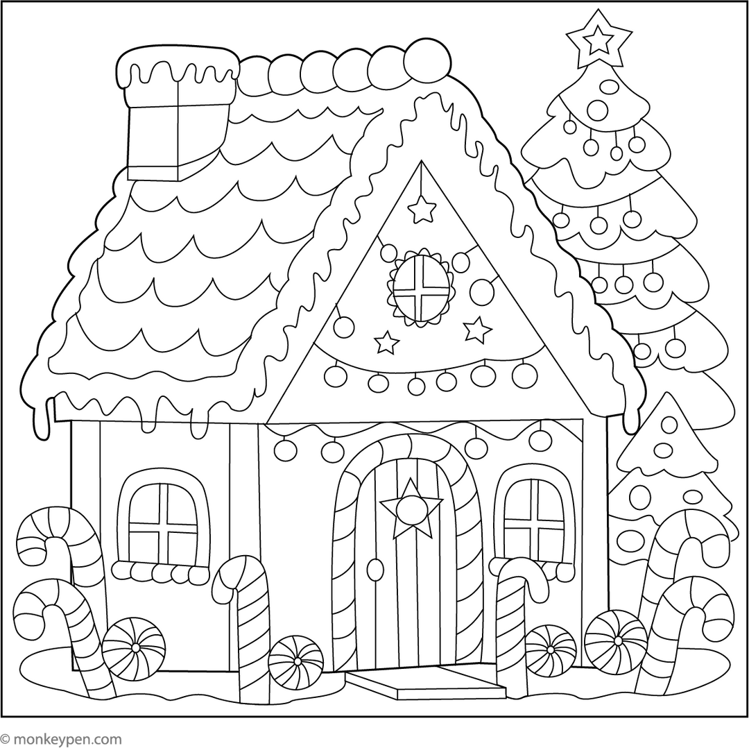Ginger Bread House Coloring Page