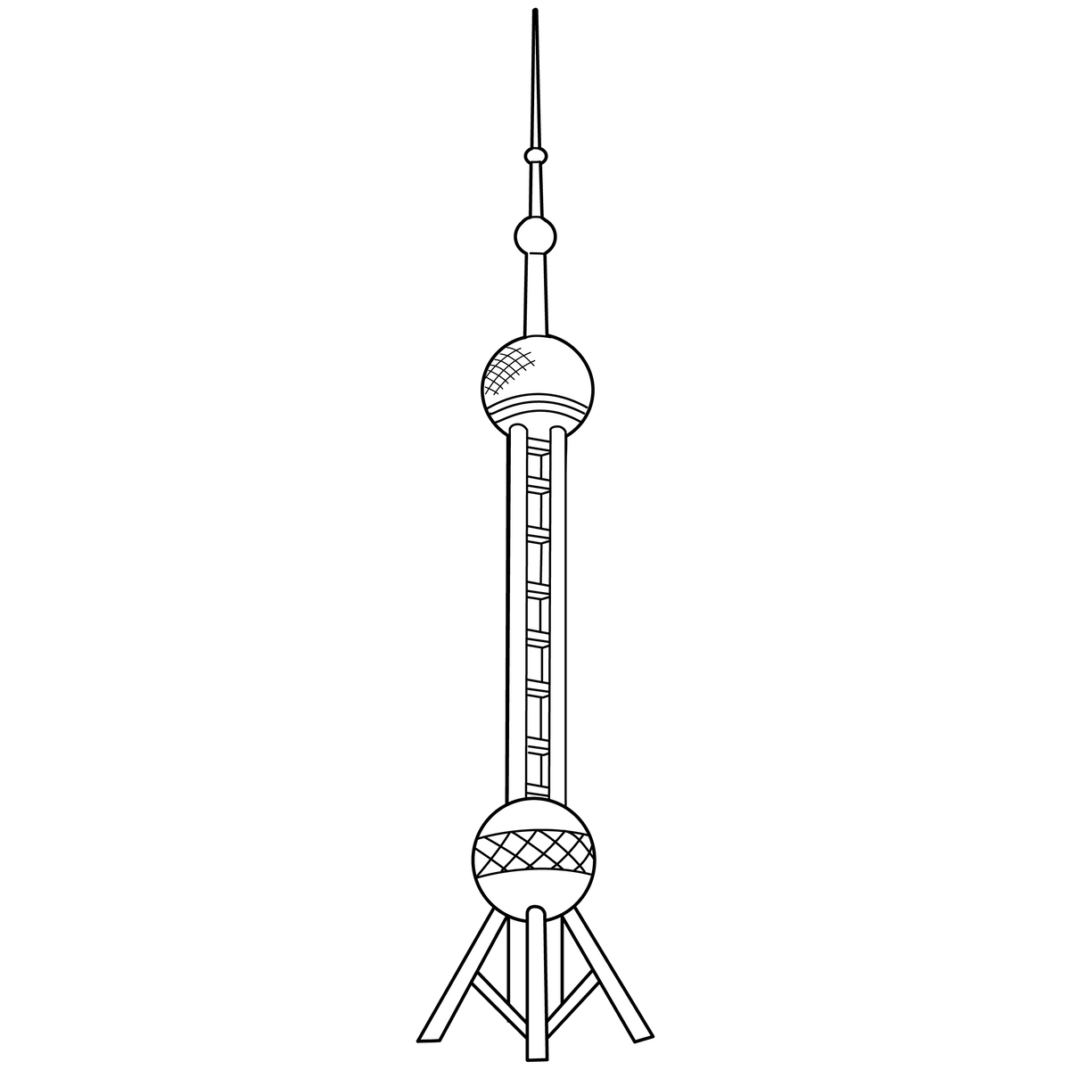 Oriental Pearl Tower Coloring Page