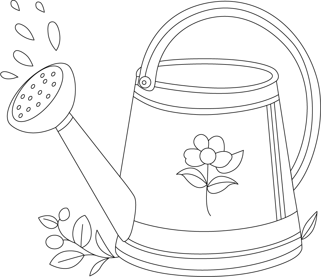 Watering Can Coloring Page – Free Printable PDF for Kids