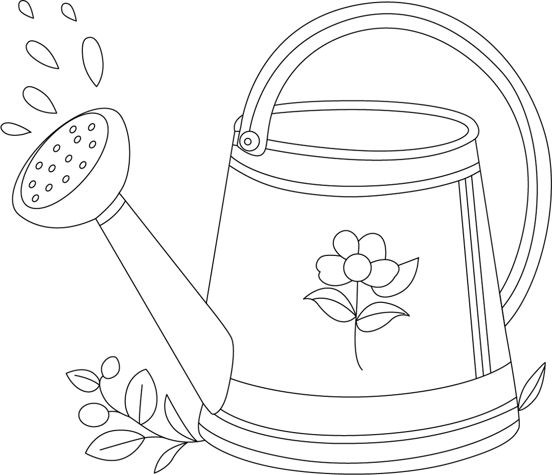 Watering Can Coloring Page – Free Printable PDF for Kids