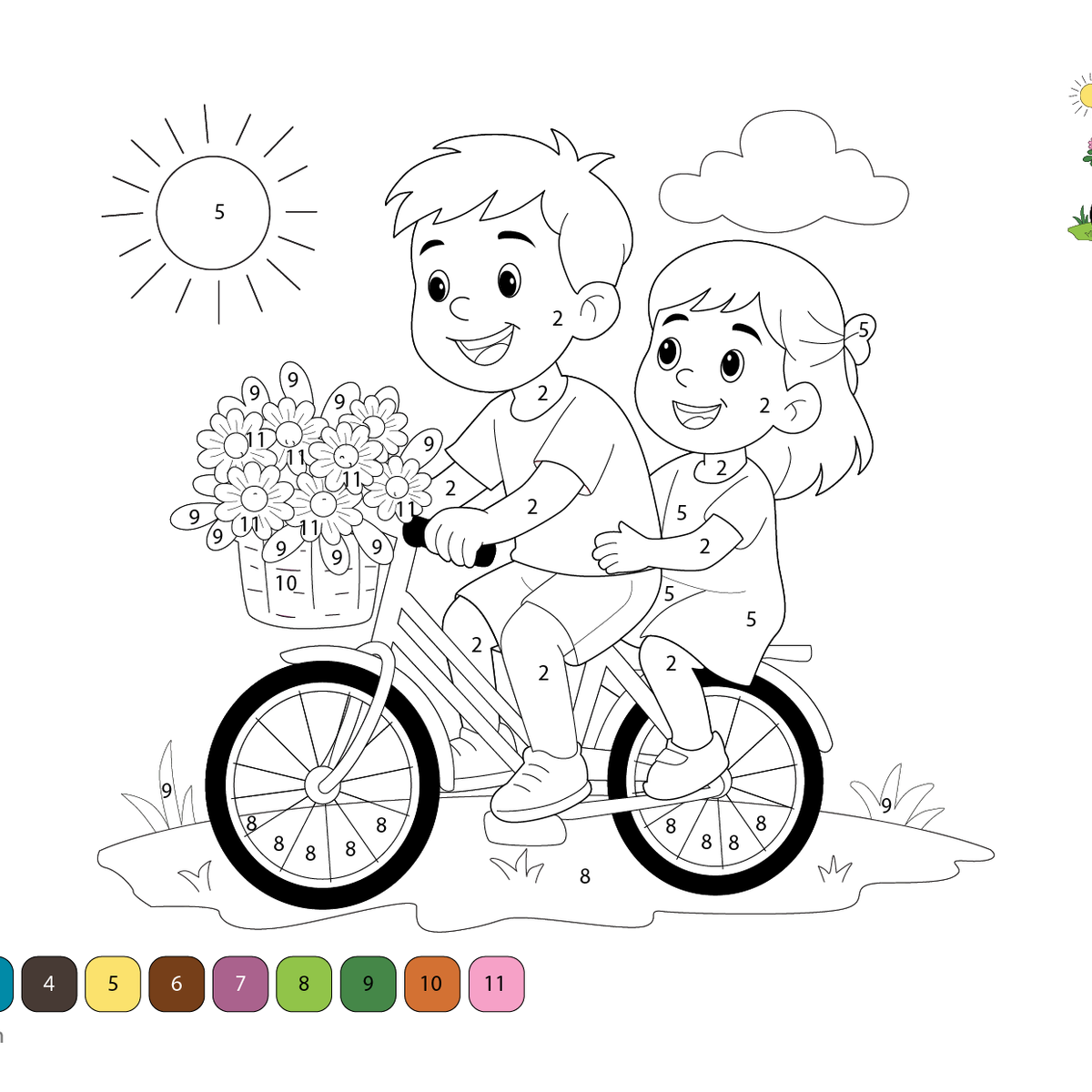 Bicycle with Flower Basket – Color by Number Fun
