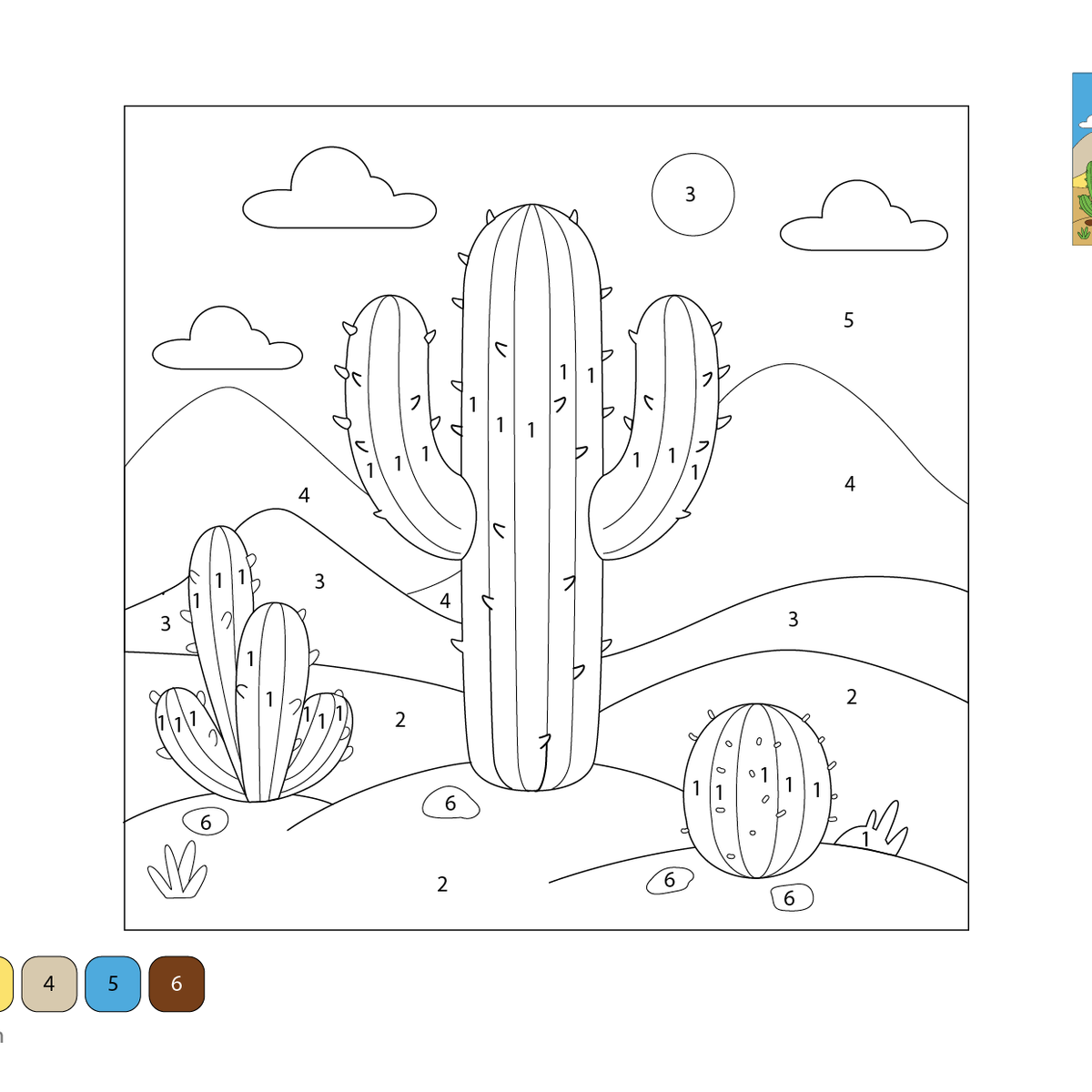 Color by Number – Cactus Plant Printable for Kids