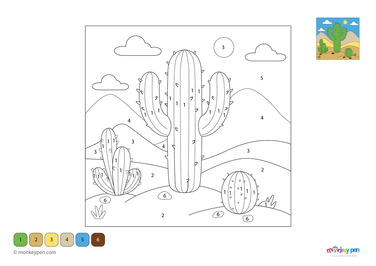 Color by Number – Cactus Plant Printable for Kids
