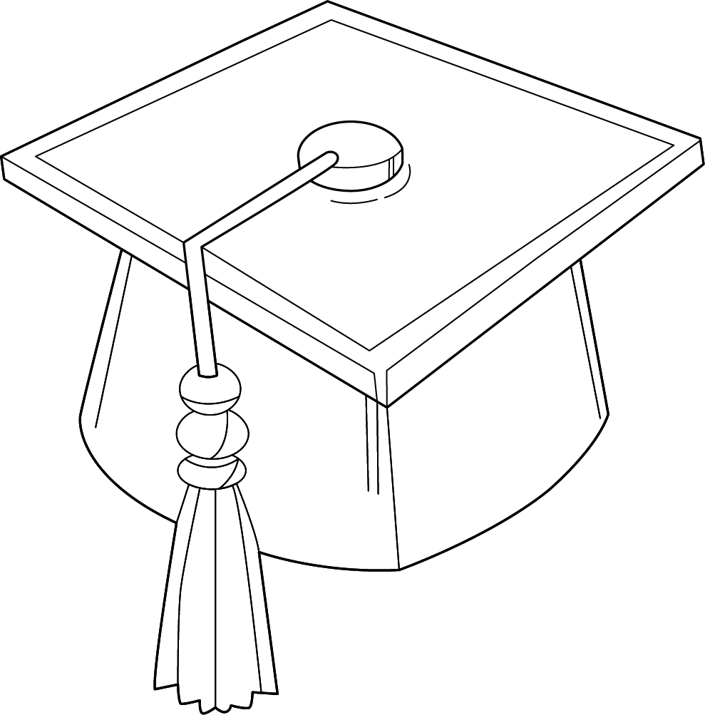 Graduation Cap Coloring Page - Free Printable PDF