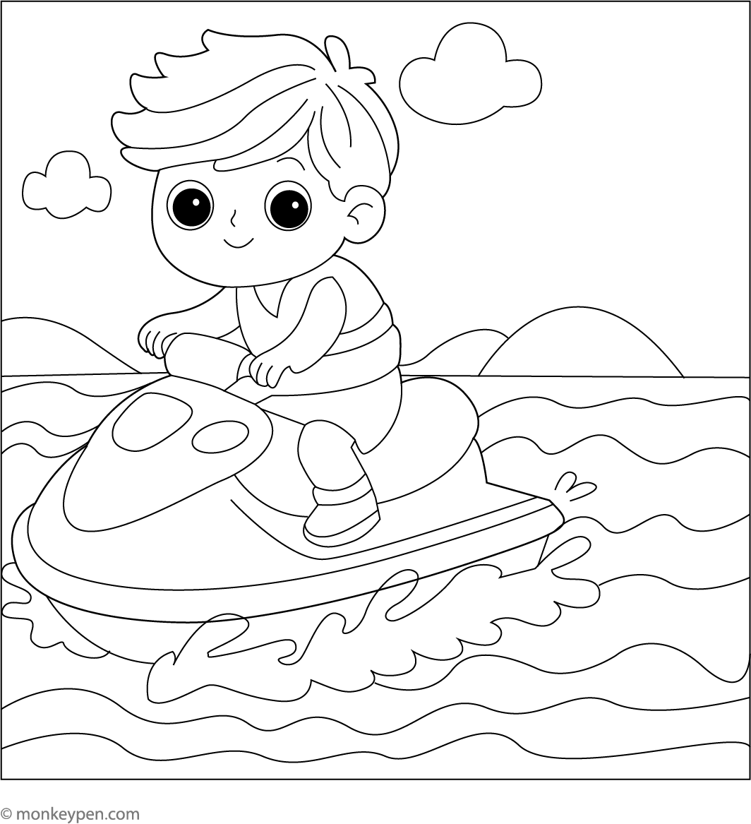 Jet Ski Coloring Page – Free Printable PDF for Kids Fun