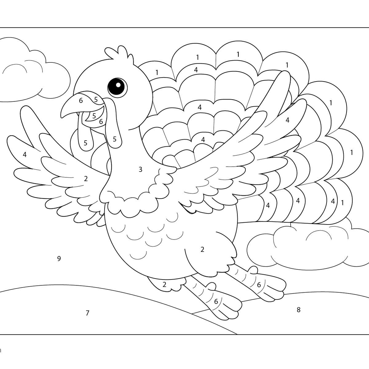 Free Turkey Color by Number – Flying Printable Sheets