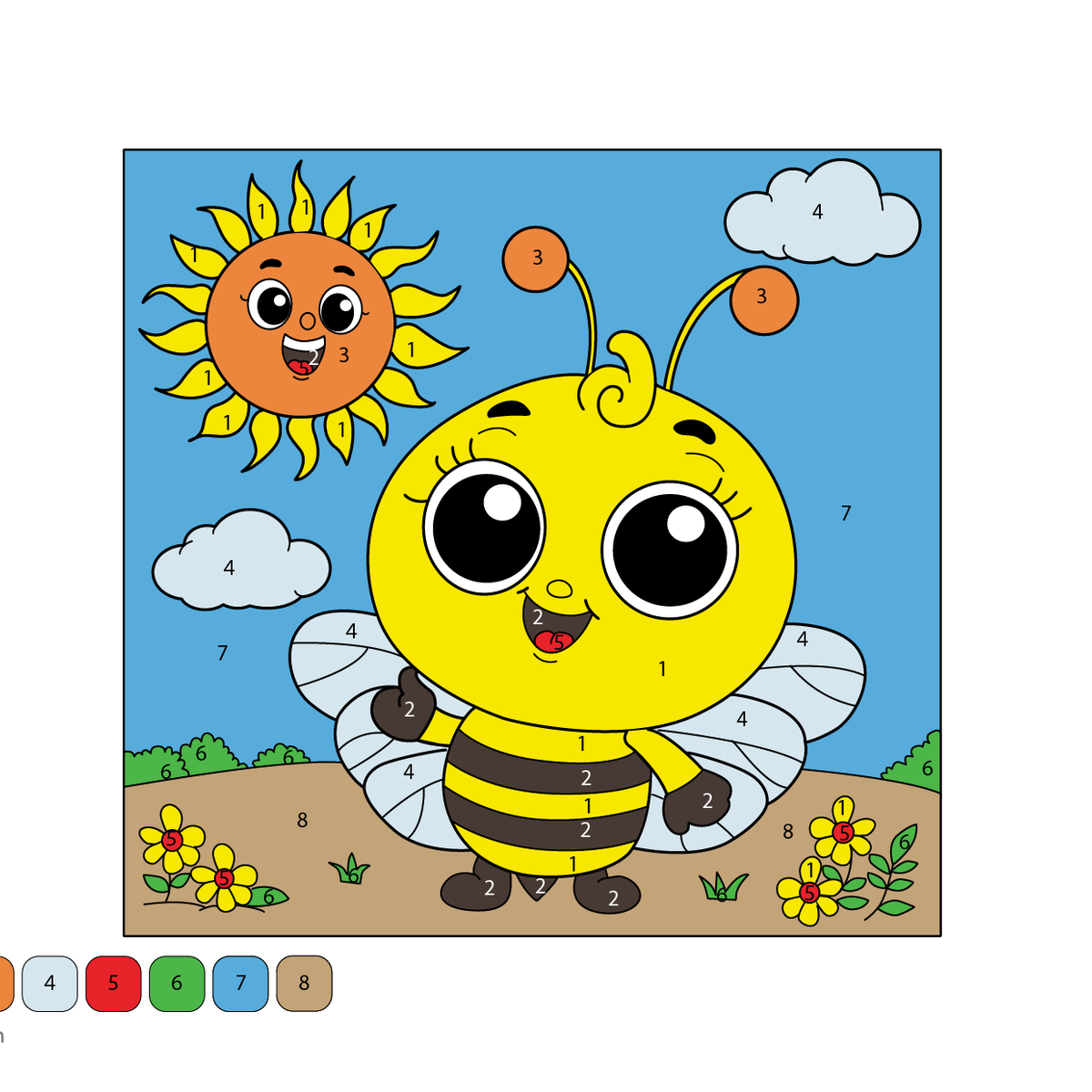 Cartoon Bee – Color by Number Educational Fun PDF