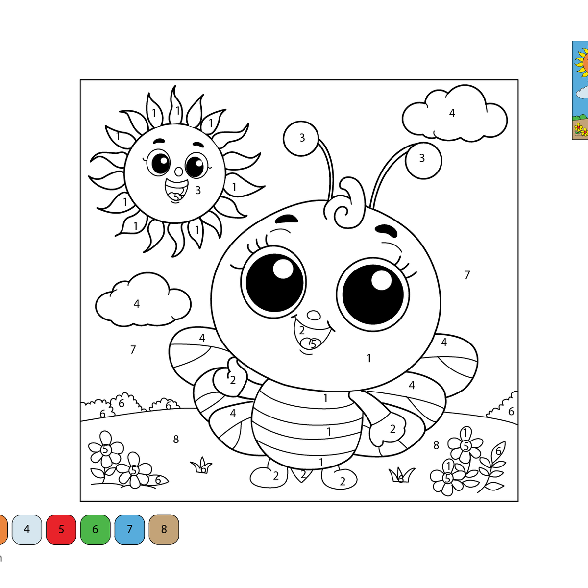Cartoon Bee – Color by Number Educational Fun PDF