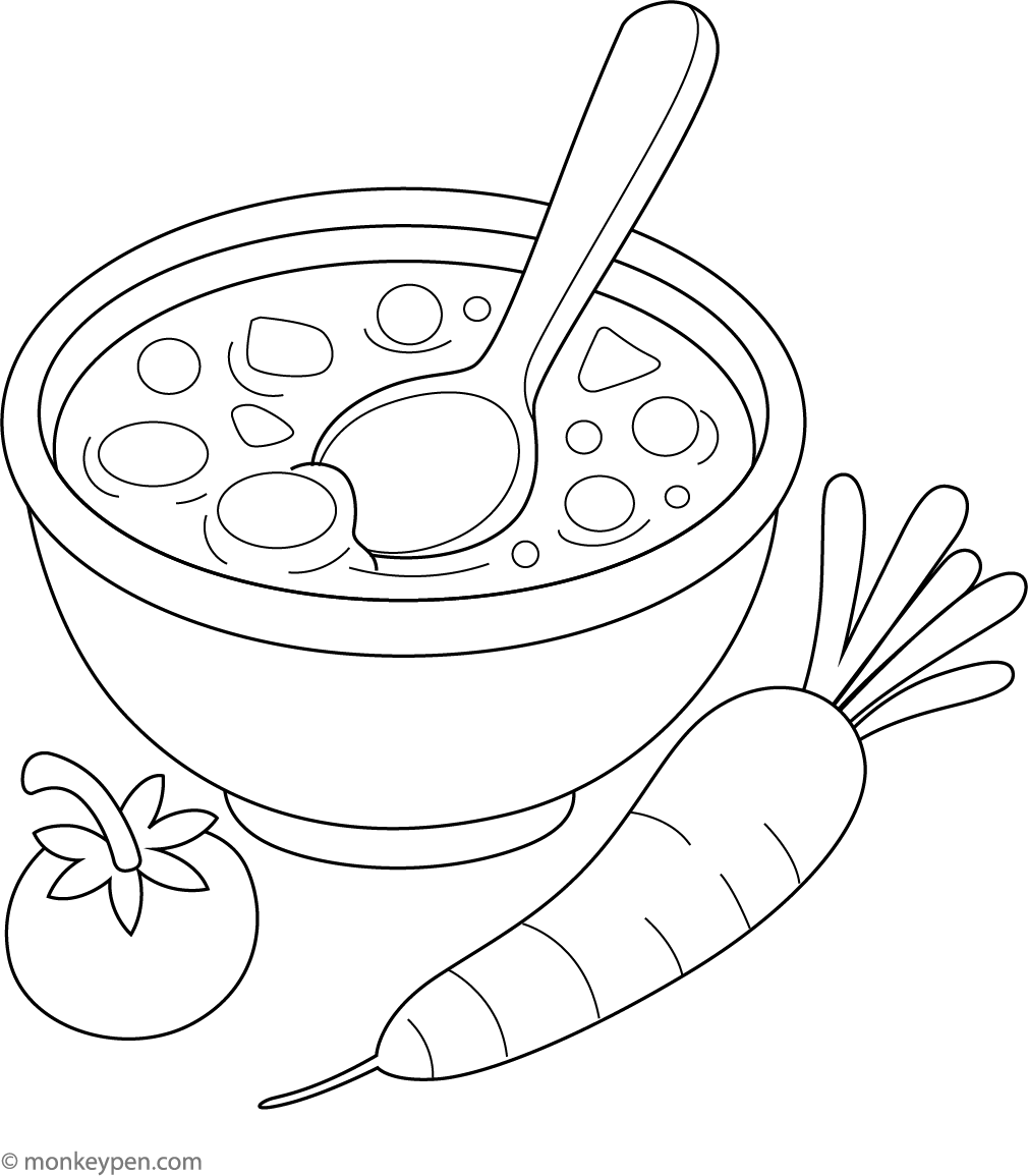 Soup Coloring Page – Fun Food Activity for Kids