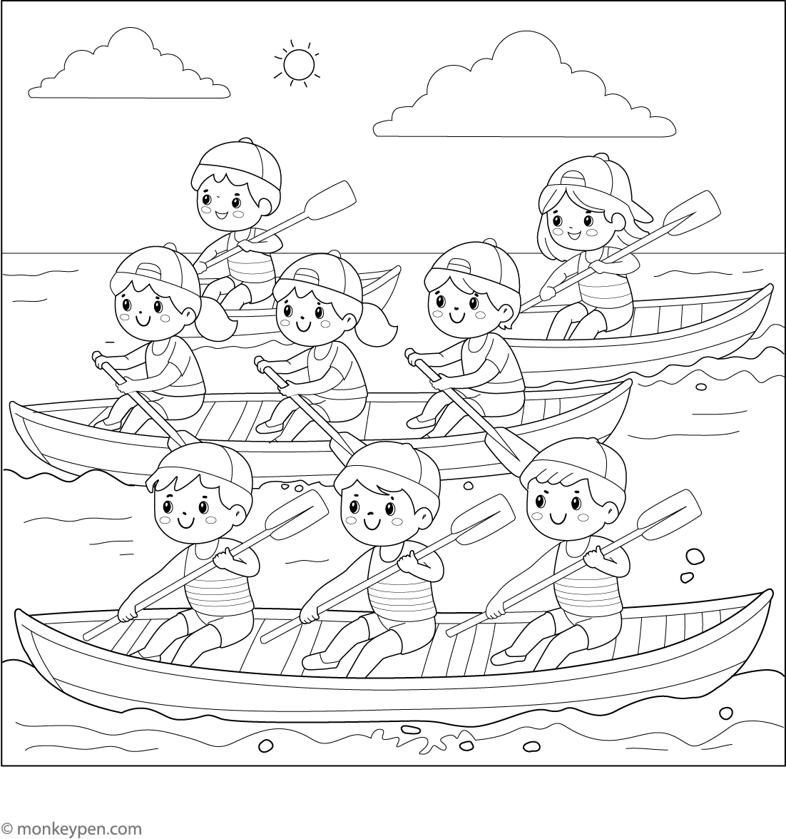 Row Boat Coloring Page