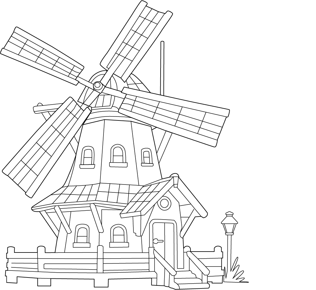 Dutch Windmill Coloring Page – Free Kids Activity Printable