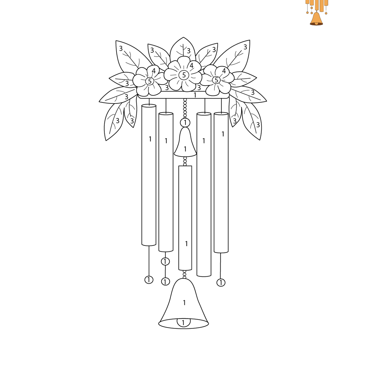 Wind Chimes Scene – Free Colouring Pages for Kids