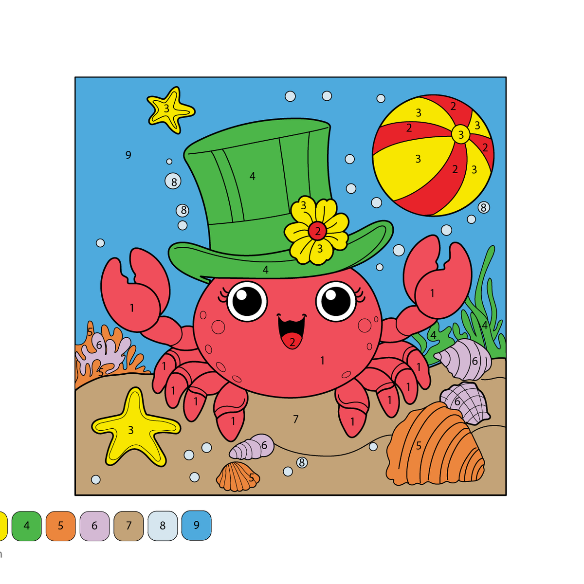 Marine Life Color by Number for Kids
