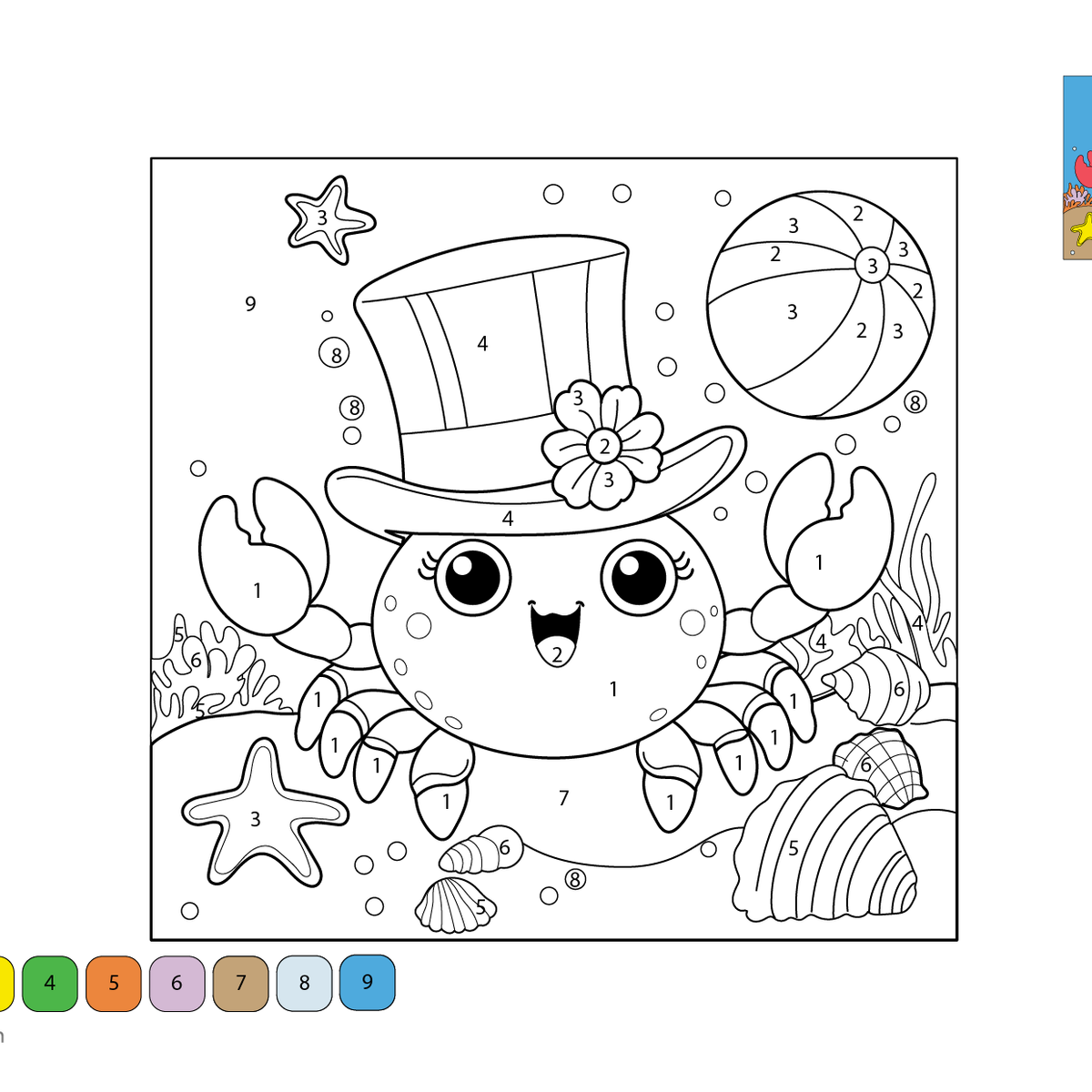 Marine Life Scene | Color-by-Number Pages for Kids